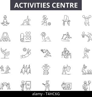 Activities centre vector line icons set. Activity, Centre, Outdoors ...