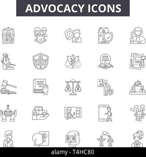 Public and government relations outline icons collection. Public ...