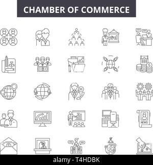 Chambers of commerce line icons, signs, vector set, outline ...