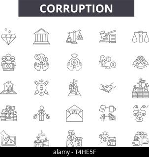 business corruption icons, signs, outline symbols, concept linear illustration line collection ...