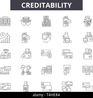 Creditability line vector icons and signs. Reputable, Trustworthiness ...