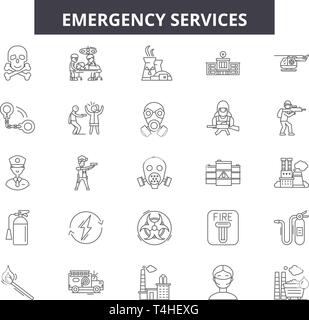 ambulance services icons, signs, outline symbols, concept linear illustration line collection ...