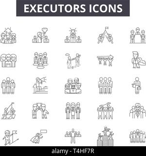 Executors line icons, signs, vector set, outline illustration concept ...