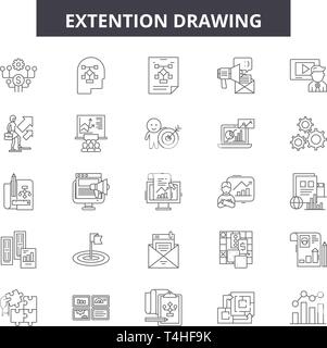 Extention drawing line vector icons and signs. Drawing, Sketch, Trace ...