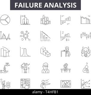 Failure analysis line icons, signs, vector set, outline illustration ...