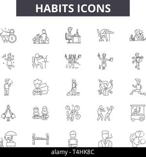 Bad habits icons. Bad habits is forbidden. Stop or ban red round sign ...