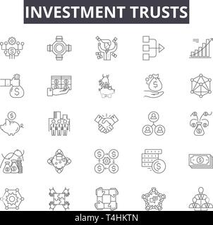 Investment trusts line icons, signs, vector set, outline illustration ...