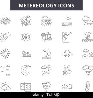 Metereology line vector icons and signs. Atmosphere, Climate ...