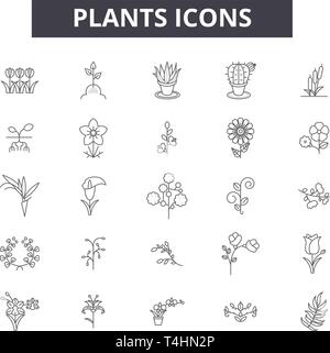 Plants line icons signs set. Design collection of Flora, Growth ...