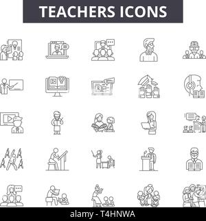 Teachers line vector icons and signs. Educator, Tutor, Facilitator ...