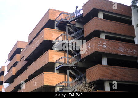 Corner in perspective of a red brick building in Madrid, Spain Stock ...