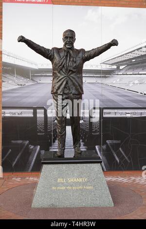 Statue of Bill Shankly outside Anfield Stadium, the home of Liverpool ...
