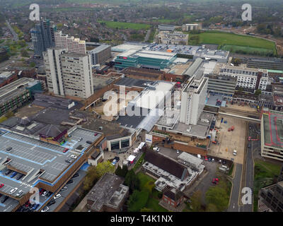 Aerial view of Bracknell Town Centre showing the shopping centre, car ...