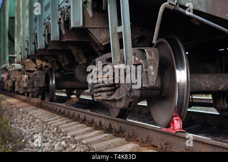 Train wheel and a brake shoe Stock Photo - Alamy