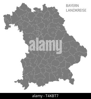 Modern Map - Bavaria map of Germany with counties and labels Stock Photo - Alamy