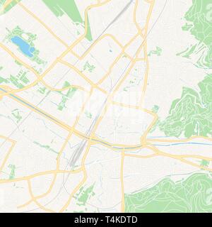 Freiburg, Germany printable street map in classic style colors with all ...