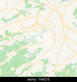 Solingen, Germany printable street map in classic style colors with all ...