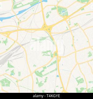 Herne, Germany printable street map in classic style colors with all ...