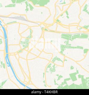 Wurzburg, Germany printable street map in classic style colors with all ...