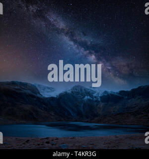 Digtial composite image of Winter landscape of snowcapped Mountain ...