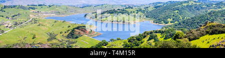 Aerial view of Calero reservoir, Calero county park, Santa Clara county ...