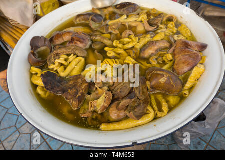 Tripe, liver and other animal organ meats, Rim Nam market, night market ...
