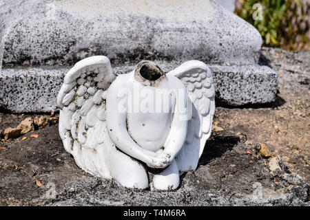 Angel without face - statue at old cemetery, circa 1860, Krasna lipa ...