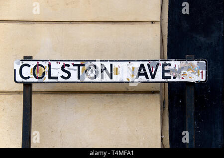 Bristol street name signs after the slaver, Edward Colston Stock Photo ...