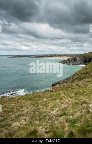 The view of Fistral Beach and Fistral Bay from Pentire Point East in ...