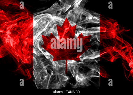 National smoke flag of Canada isolated on black background Stock Photo ...
