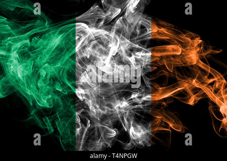 National smoke flag of Ireland isolated on black background Stock Photo ...