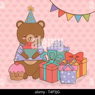 gifts boxes presents with garlands hanging vector illustration desing ...