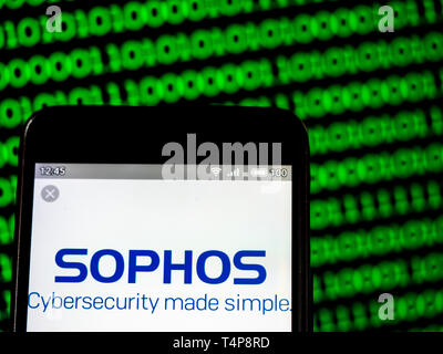 In this photo illustration, the Sophos logo is seen displayed on a ...
