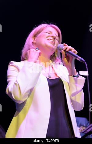 Clare Teal jazz singer performing on stage at Brecon Jazz Festival 2011 ...