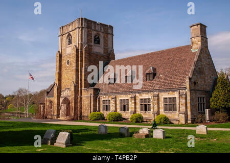 The Chapel in Homewood Cemetery on a bright spring day in Pittsburgh ...