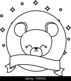 head of cute mouse animal with ribbon vector illustration design Stock ...