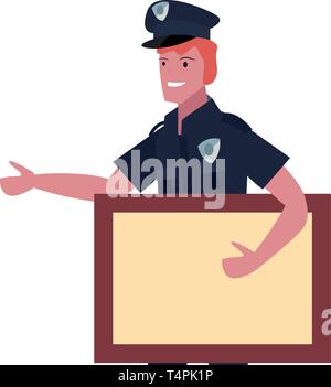 policeman profession board labour day vector illustration design Stock ...