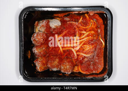 Frozen spaghetti and meatballs Stock Photo - Alamy