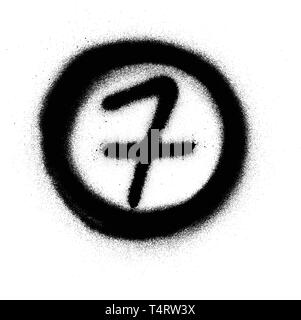 graffiti sprayed number 7 seven in black on white Stock Vector Image ...