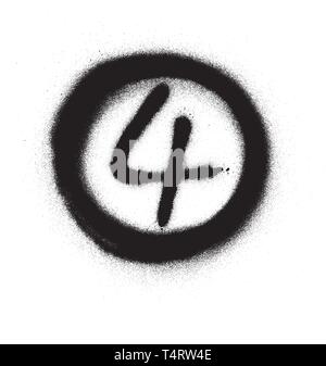 graffiti sprayed number 4 four in black on white Stock Vector Image ...
