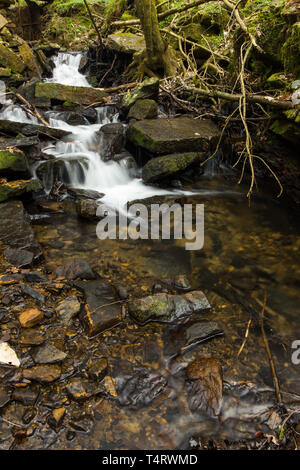 Small waterfall from Halldale Woods, Derbyshire - Peak district UK ...