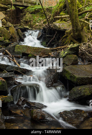 Small waterfall from Halldale Woods, Derbyshire - Peak district UK ...