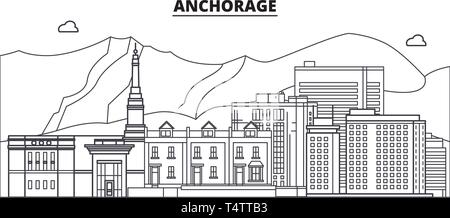 United States, Anchorage flat travel skyline set. United States ...