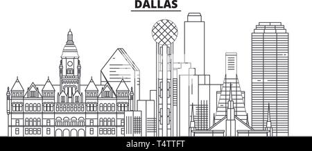 Dallas , United States, outline travel skyline vector illustration ...