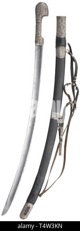 A Caucasian silver-mounted shashka, 1889. Broadly fullered (partially ...