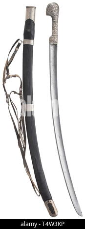 A Caucasian silver-mounted shashka, 1889. Broadly fullered (partially ...