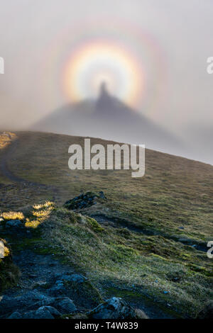 Brocken spectre phenomenon on clouds at sunset, High Tatras, Carpathian ...