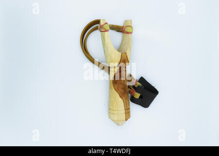 Catapult wood hand made isolated on white background Stock Photo - Alamy