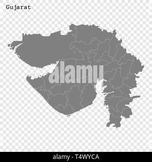 High Quality map of Gujarat is a state of India, With main cities ...
