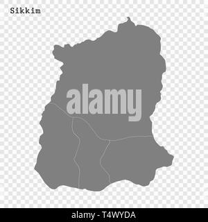 map of Sikkim is a state of India with borders districts Stock Vector ...